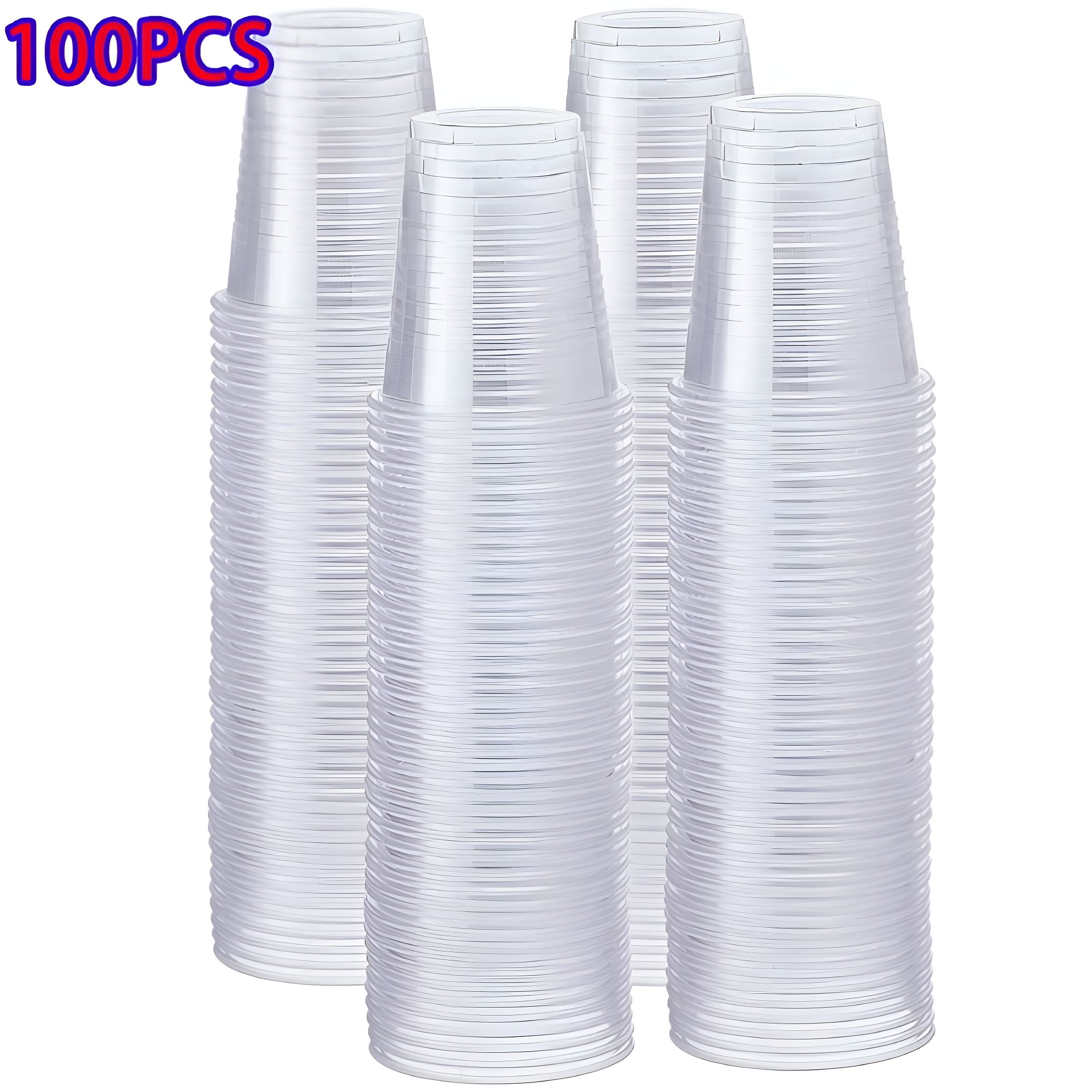BPPEG Disposable Clear Plastic Cups - 100pcs 6oz Glossy Drinkware for ...