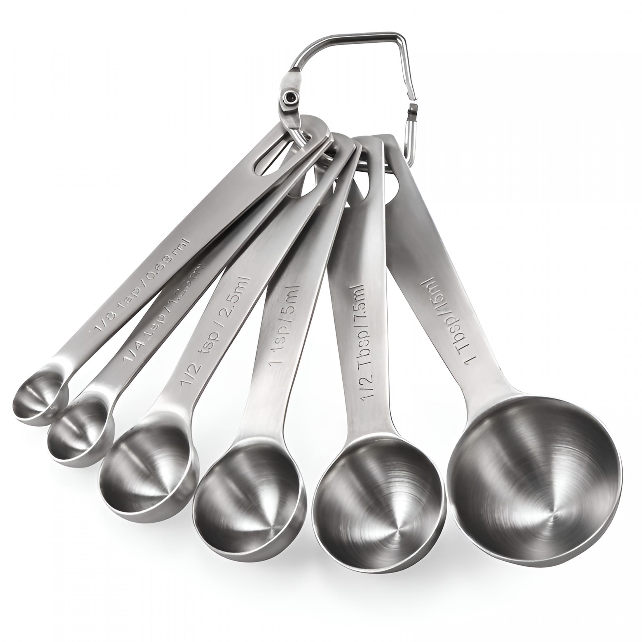 BPPEG Measuring Spoons Set of 6 with D-Ring Holder Stainless Steel ...