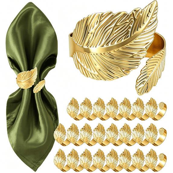 BPPEG Napkin Rings Set of 24,Mother’S Day Shiny Gold Napkin Rings,Solid ...