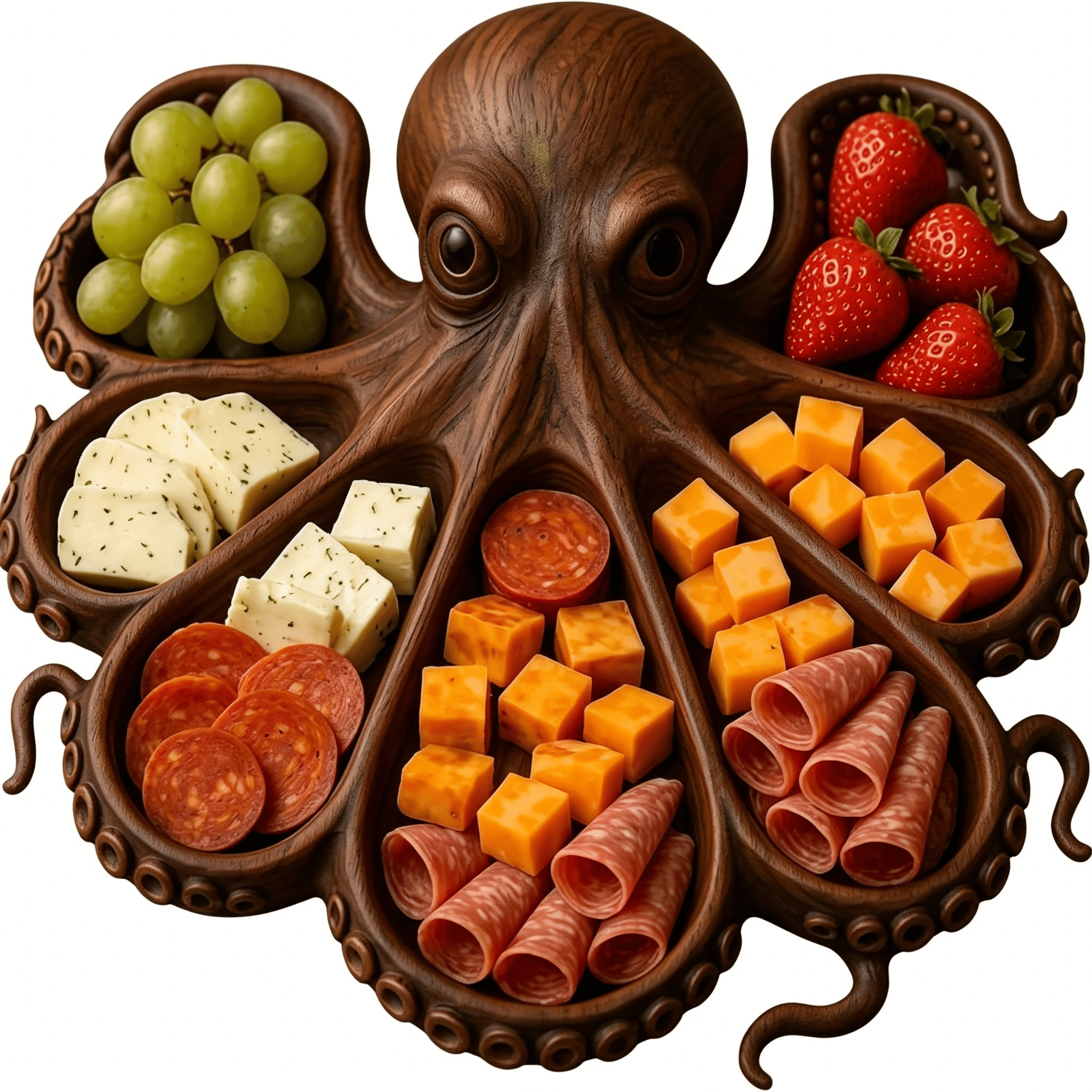 BPPEG Octopus Shaped Wooden Charcuterie Board - Ocean Serving Tray Food ...