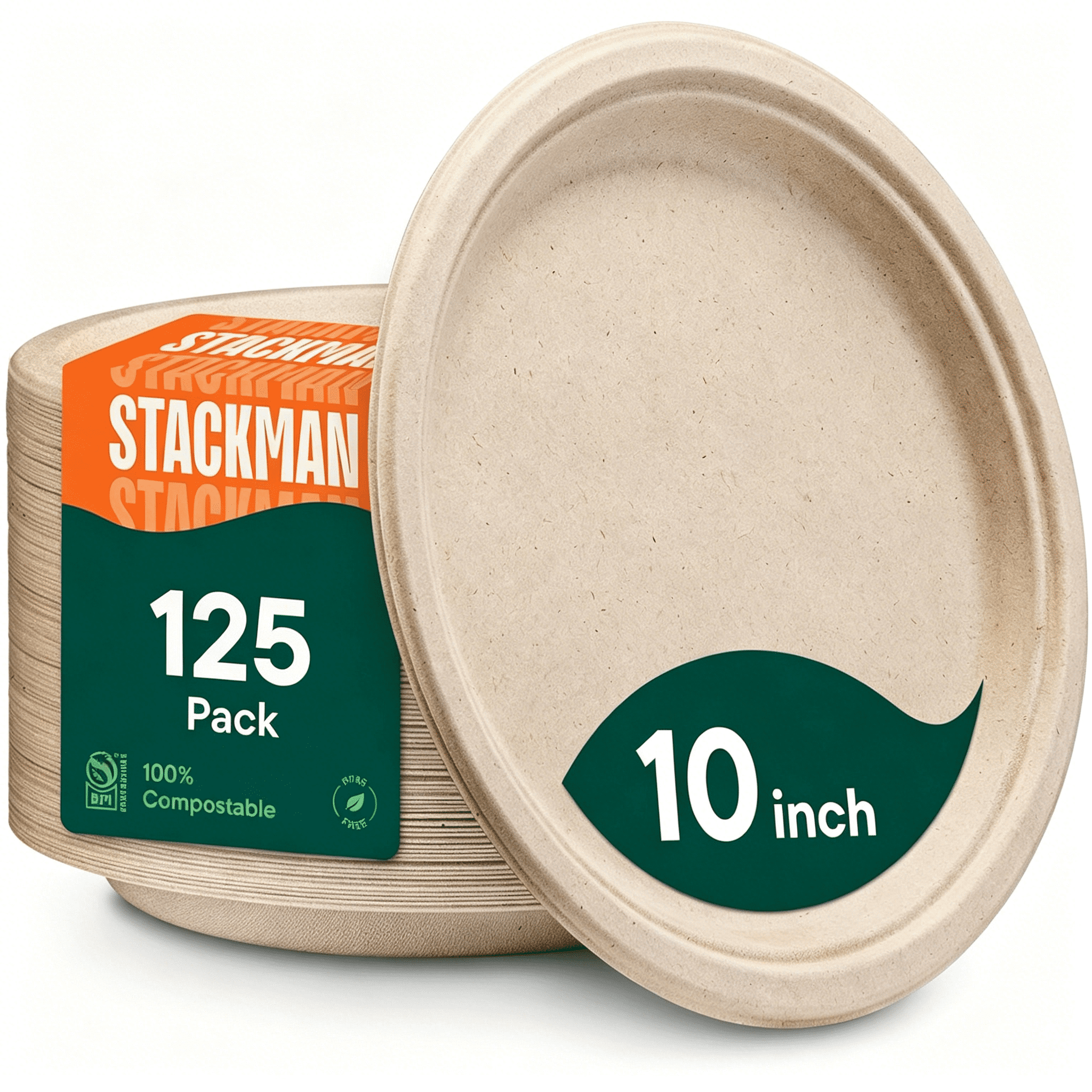 BPPEG Paper Plates,100% Compostable Heavy Duty Disposable 10 Inch Plate ...