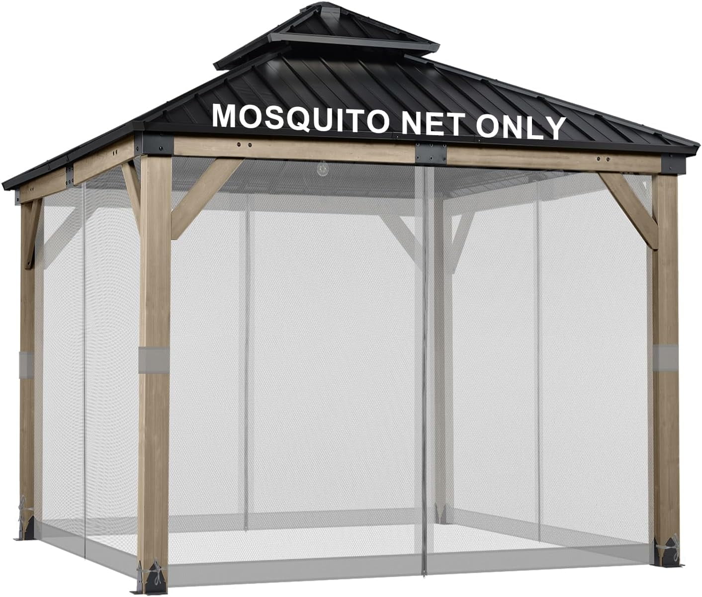 BPS 10' x 10' Gazebo Universal Mosquito Netting Screen Replacement, 4 ...