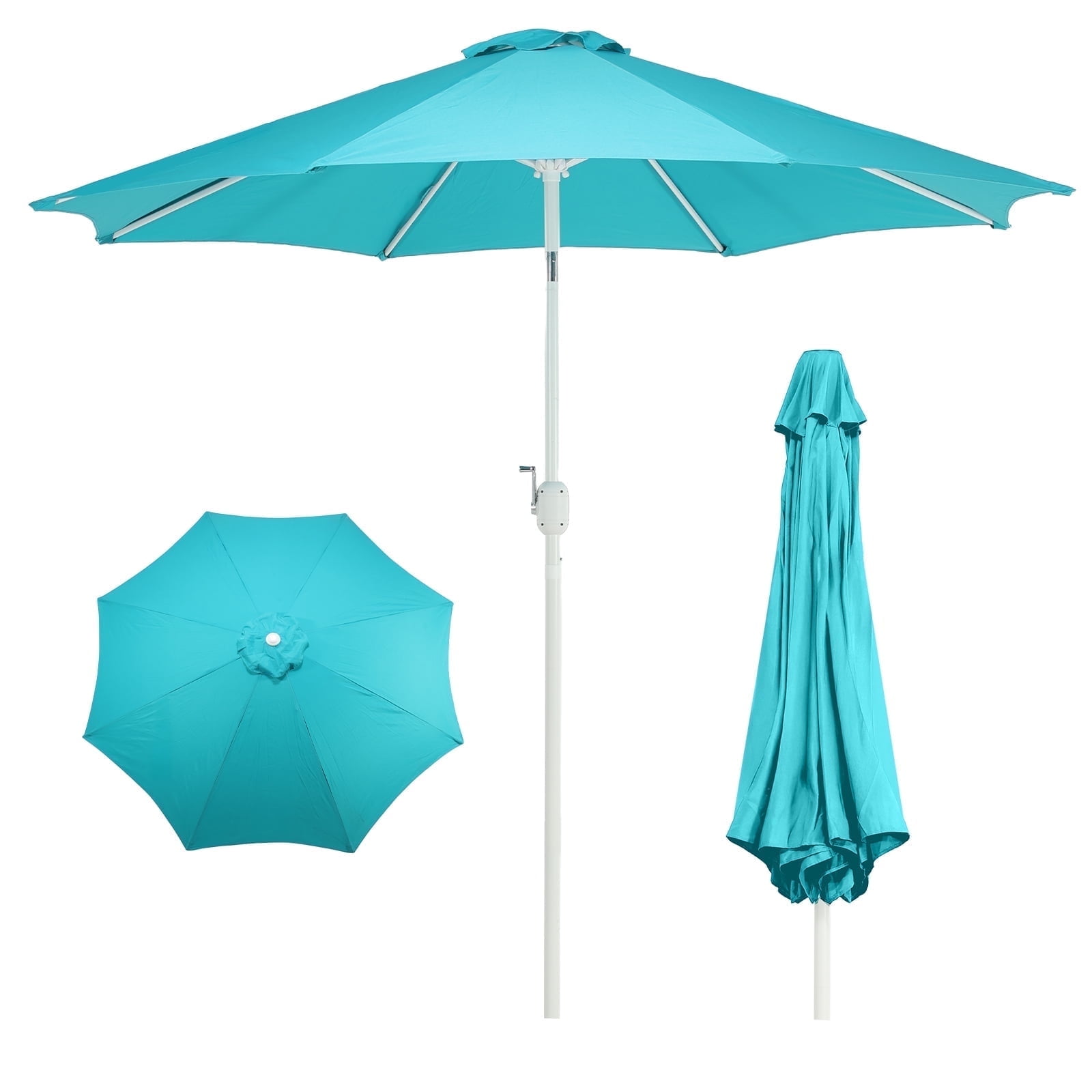 BPS 9FT Outdoor Patio Umbrella with Push Button Tilt & Crank, 8 Sturdy ...