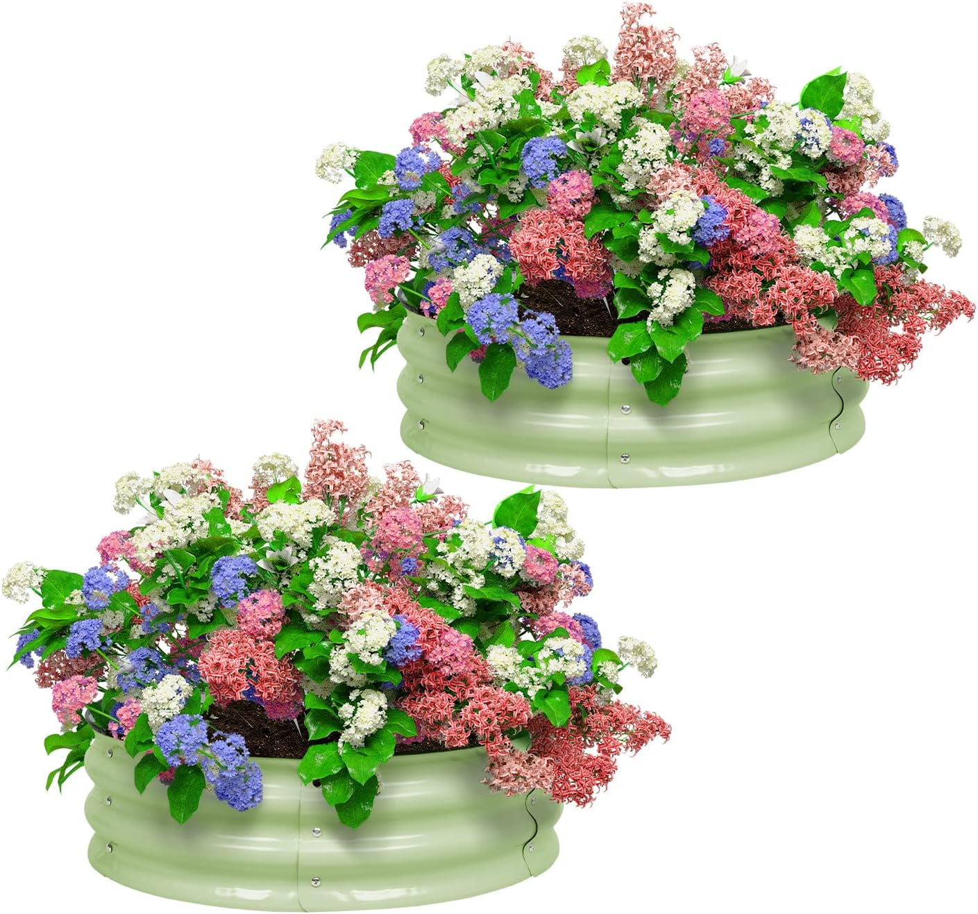 BPS Metal Raised Garden Bed, 2-Pack 2.5FT Diameter Galvanized Planter ...