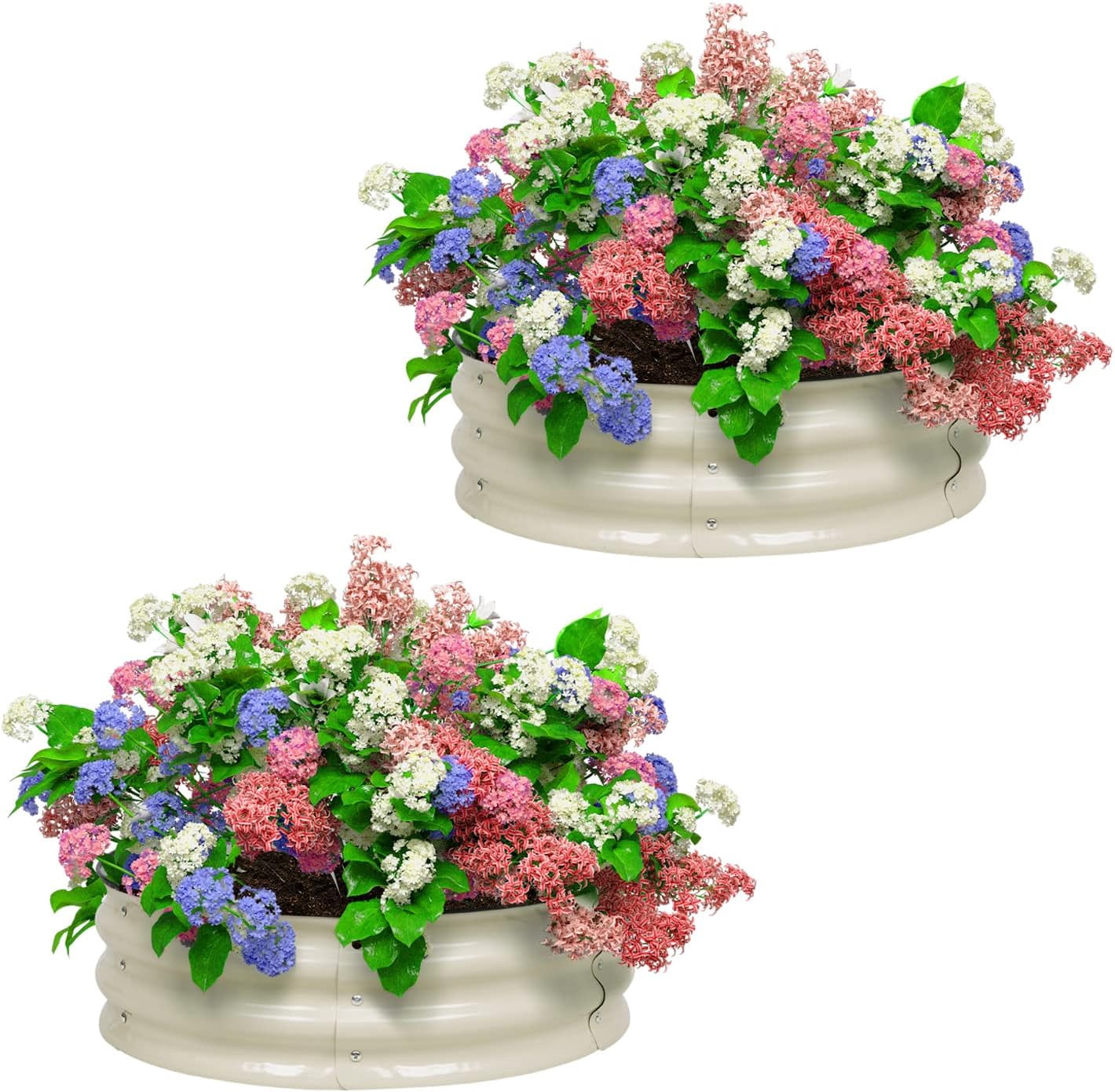 BPS Metal Raised Garden Bed, 2-Pack 2.5FT Diameter Galvanized Planter ...