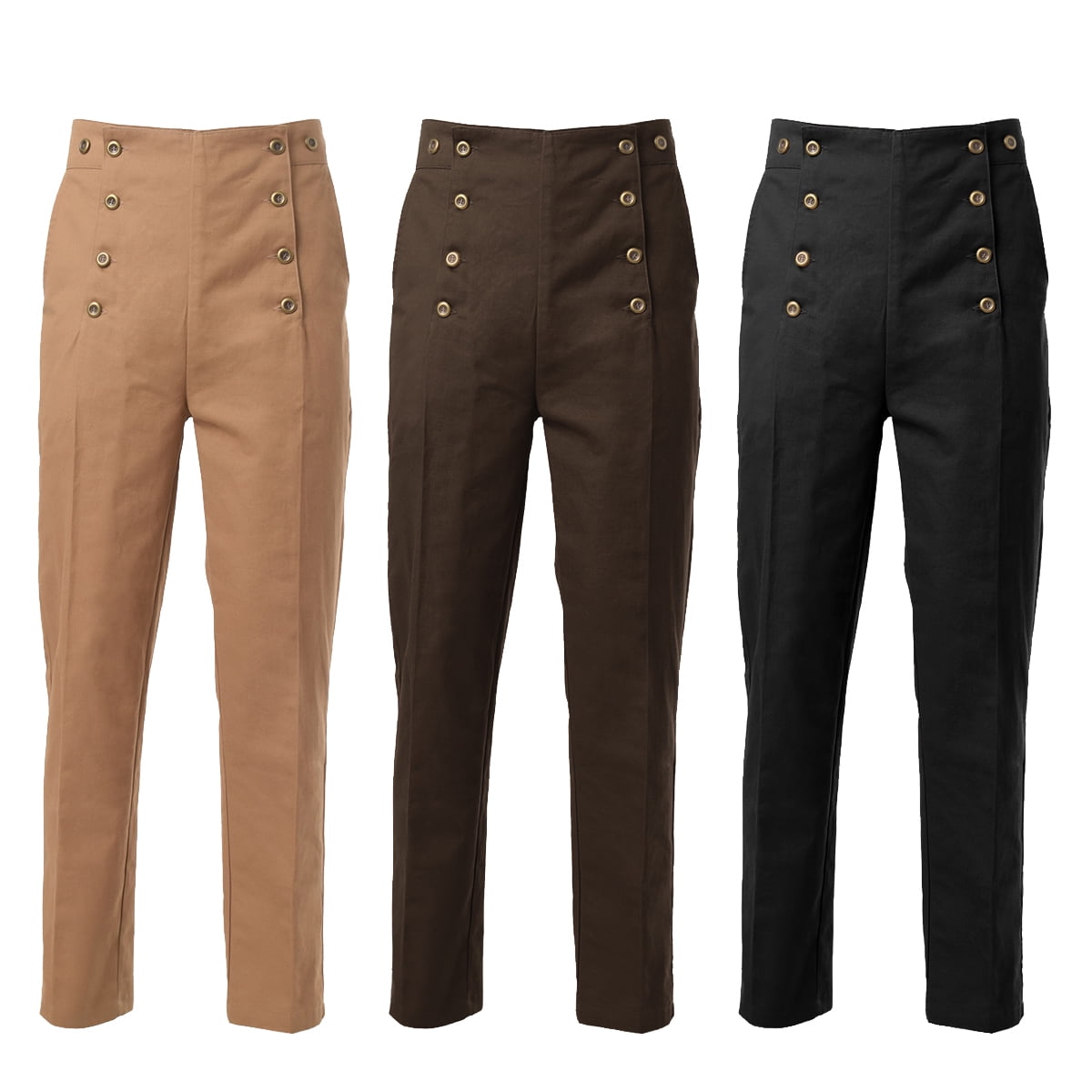 BPURB Men Historical Victorian High Waist Regency Fall Front Trousers ...