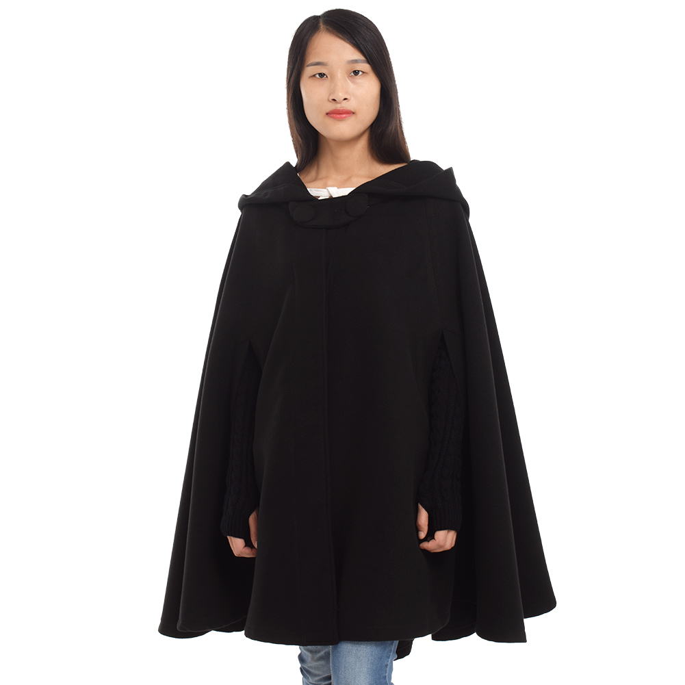 BPURB Women's Hood Woolen Cape Maxi Bridal Plus Size Thick Coat Winer ...