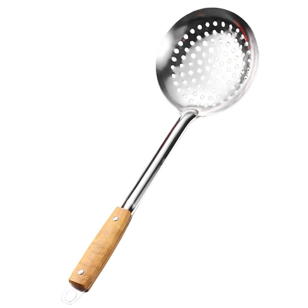 BQBQERT 201Stainless Steel Cooking Skimmer Mesh Ladle with Wood Handle ...