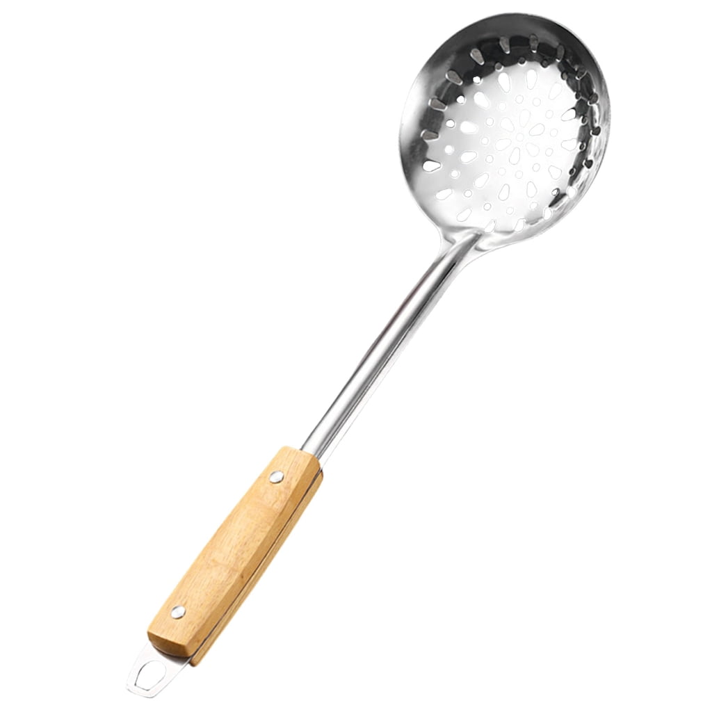 BQBQERT 201Stainless Steel Cooking Skimmer Mesh Ladle with Wood Handle ...
