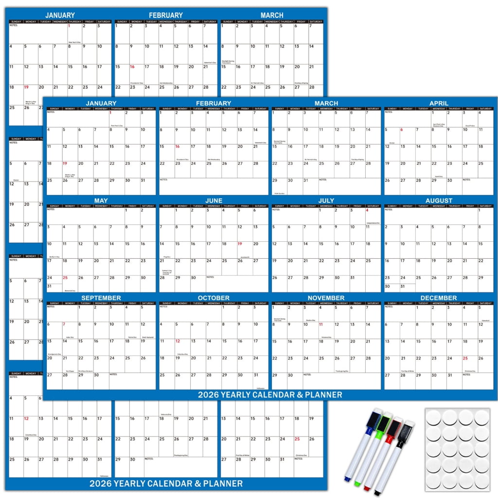 BQBQERT 2026 Full Year to View Calendar Double Sided Erasable Calendar ...