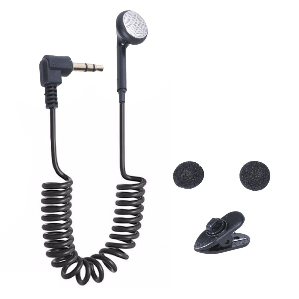 BQBQERT 3.5mm Single Side Earphone Spring Coiled Cable Mono Earbud with ...