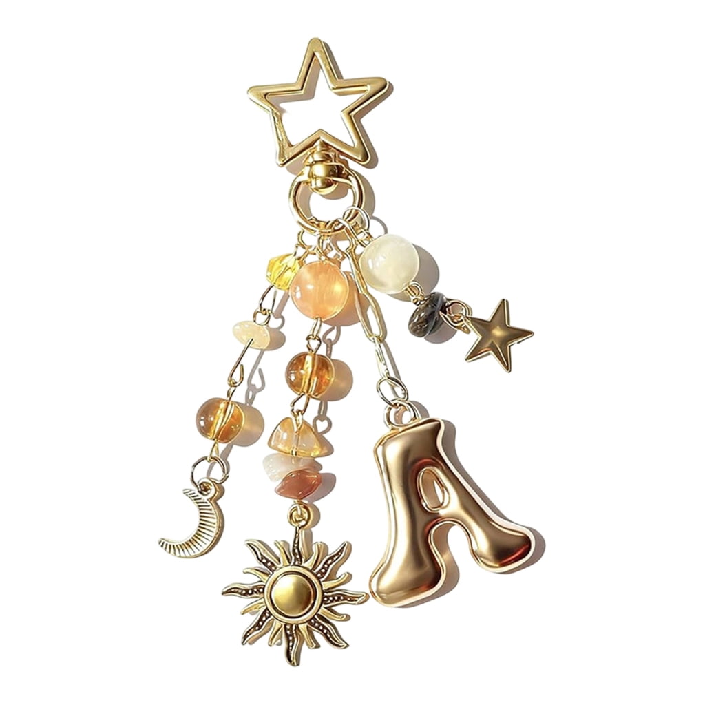 BQBQERT Custom Initial Letter Keychain Star Moon Charm Trendy Y2K Style ...