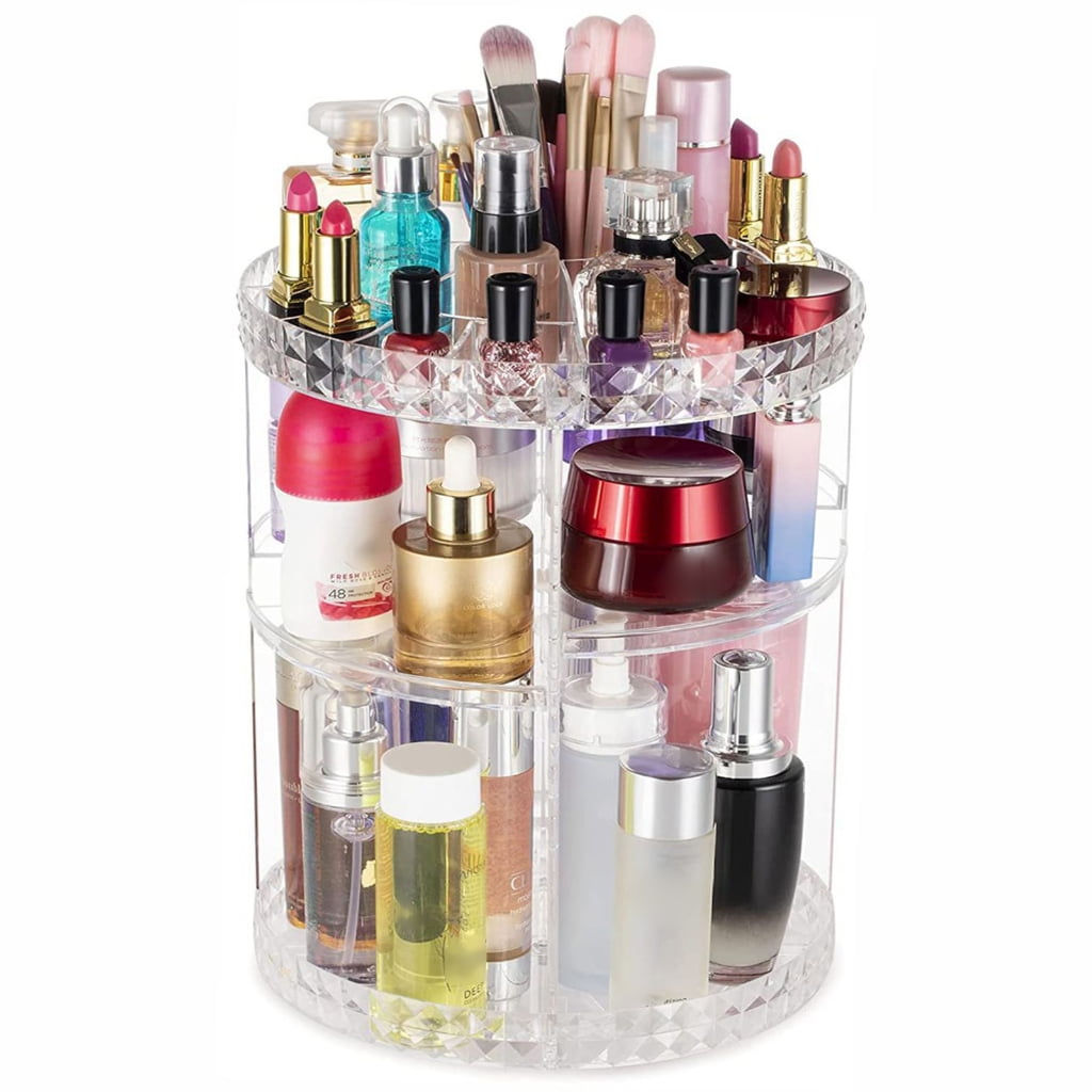 BQBQERT Elegant Makeup Storage Rack 360 Rotating Organiser with ...