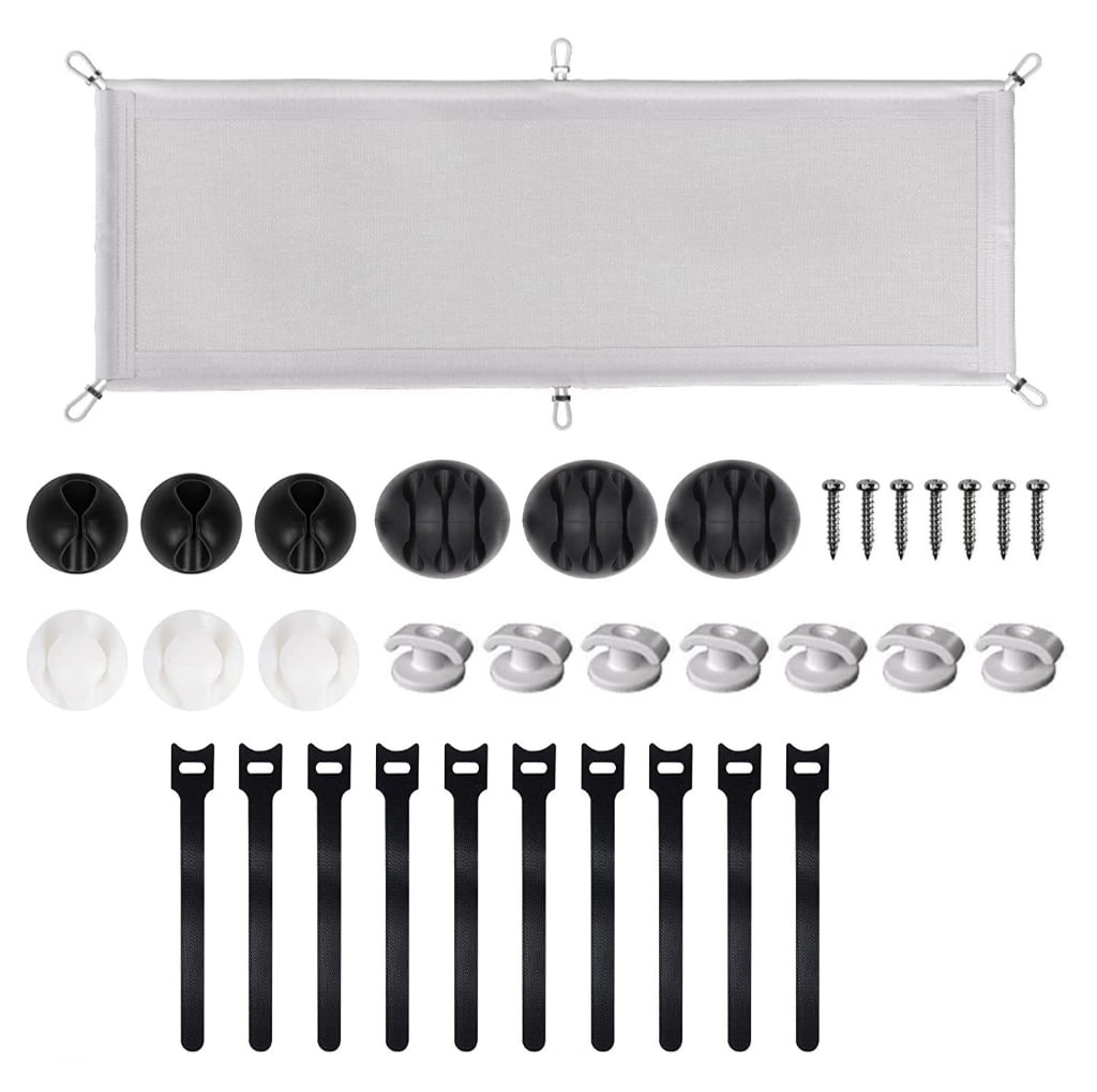 BQBQERT Flexible Under Table Cord Management Net Storage Pockets for ...