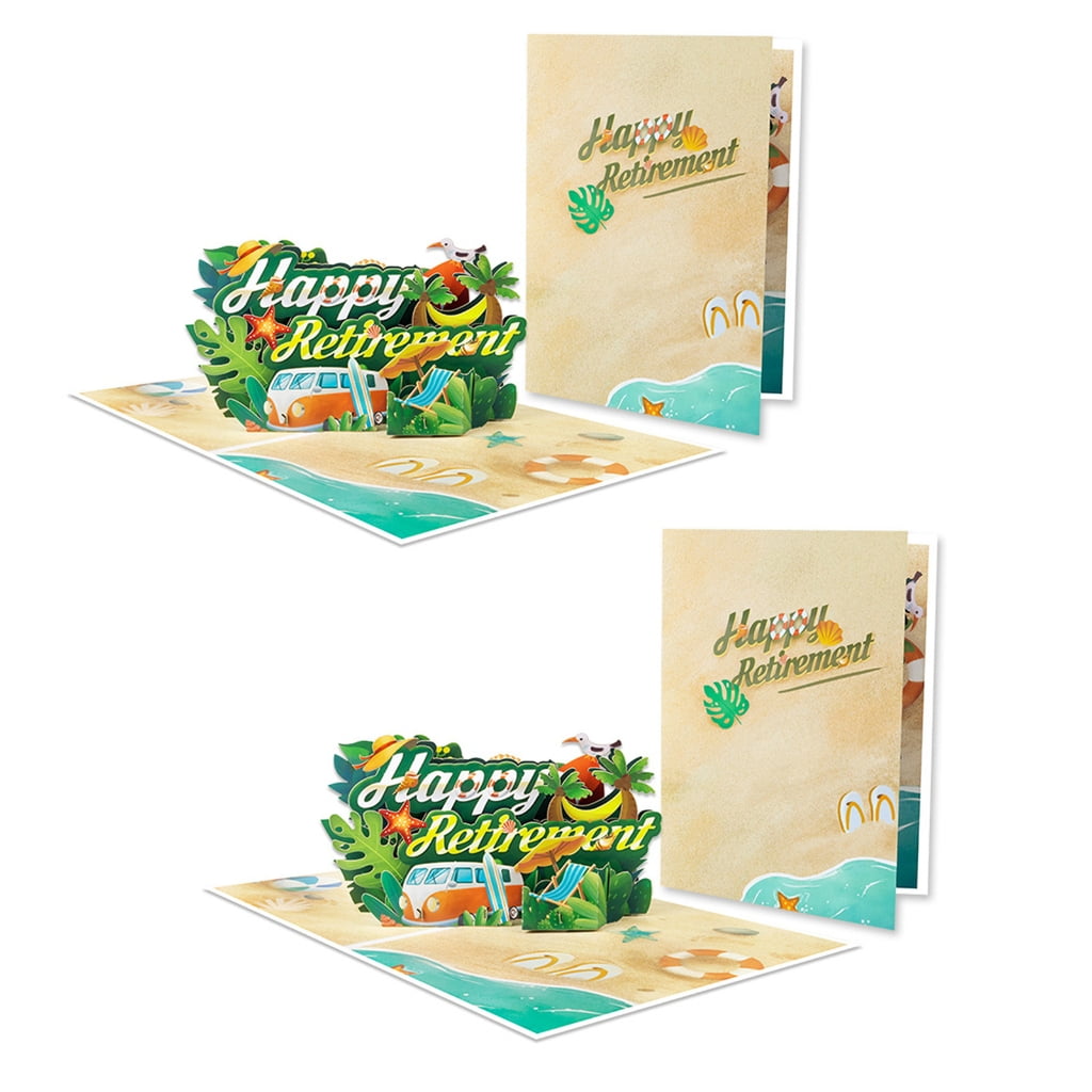 BQBQERT Foldable 3D Retirement Card Beach Theme Handmade Greeting Card ...