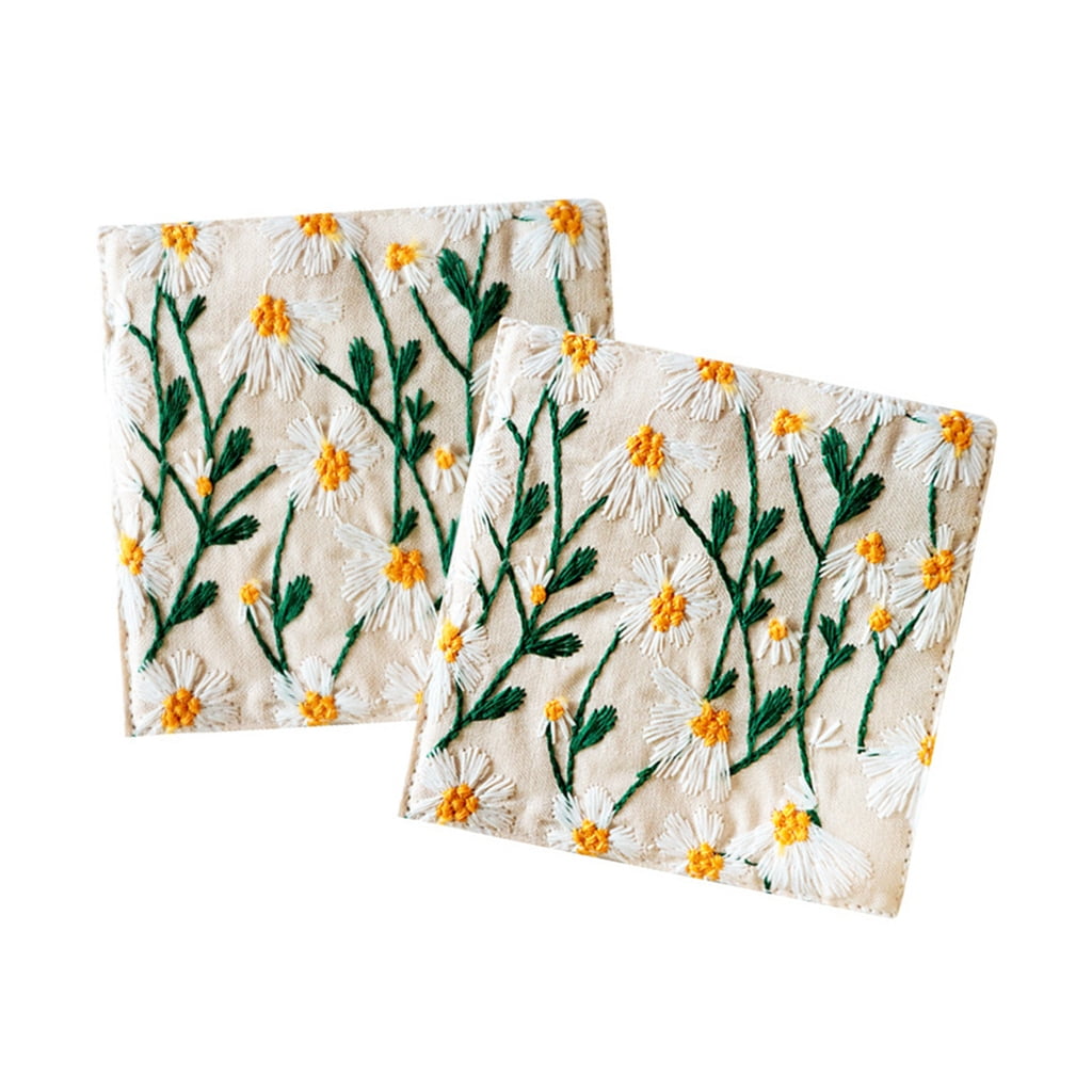 BQBQERT Multipurpose Floral Coasters With Double Designs Cotton Linen ...