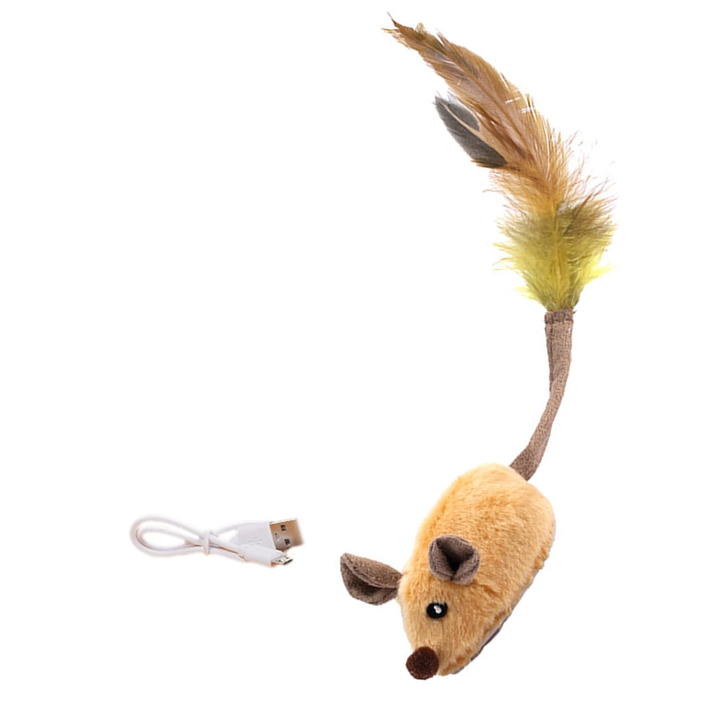 BQBQERT Pet Squeak Toy Electric Plush Cats Chasing Mouse Toy Active ...