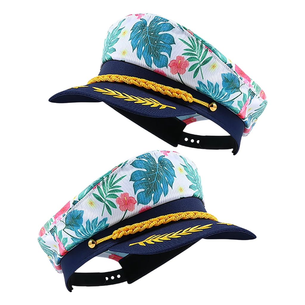 BQBQERT Seafaring Costume Hat Pack Of 2 Breathable Blue Cap Flower ...