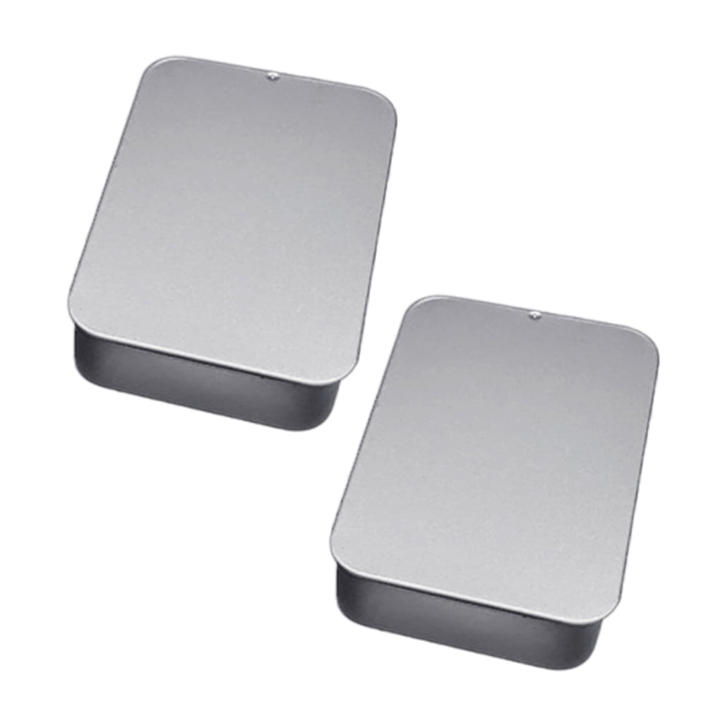 BQBQERT Set of 2 Practical Tinplate Slide Lid Boxes Sturdy Container ...