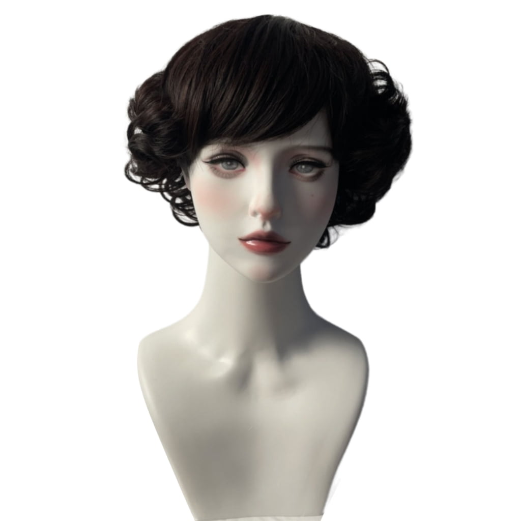 BQBQERT Short Curly Synthetic Wigs Breathable Cap for Women Daily ...