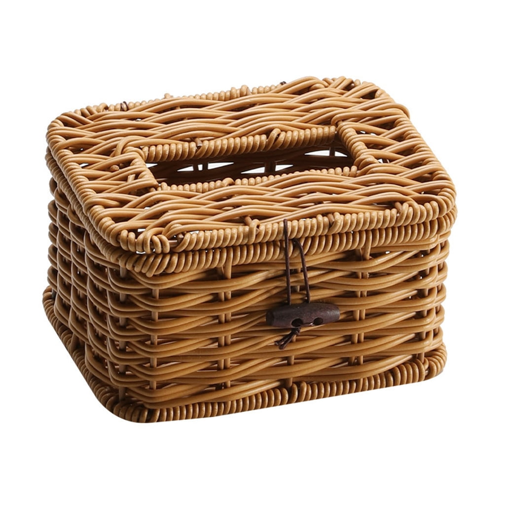 BQBQERT Stylish Imitation Rattan Woven Tissue Dispenser Decorative ...