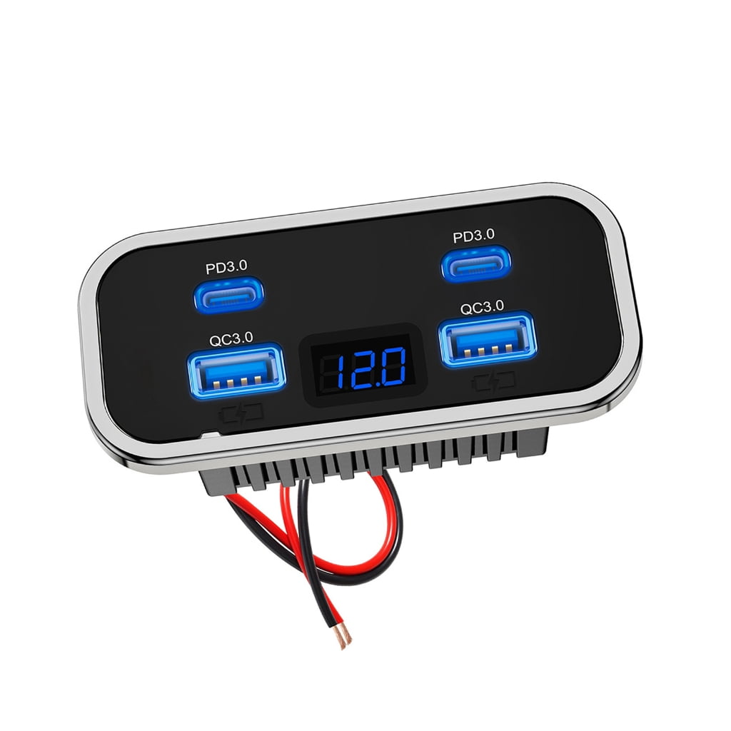 BQBQERT USB Outlet Car Charging 4 Ports Double QC3.0 Voltmeter Wall ...