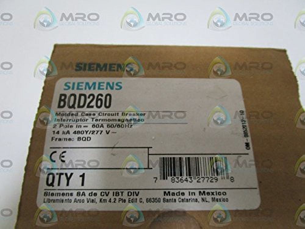 BQD260 Panelboard Bolt-on Type BQD Circuit Breakers by SIEMENS ...