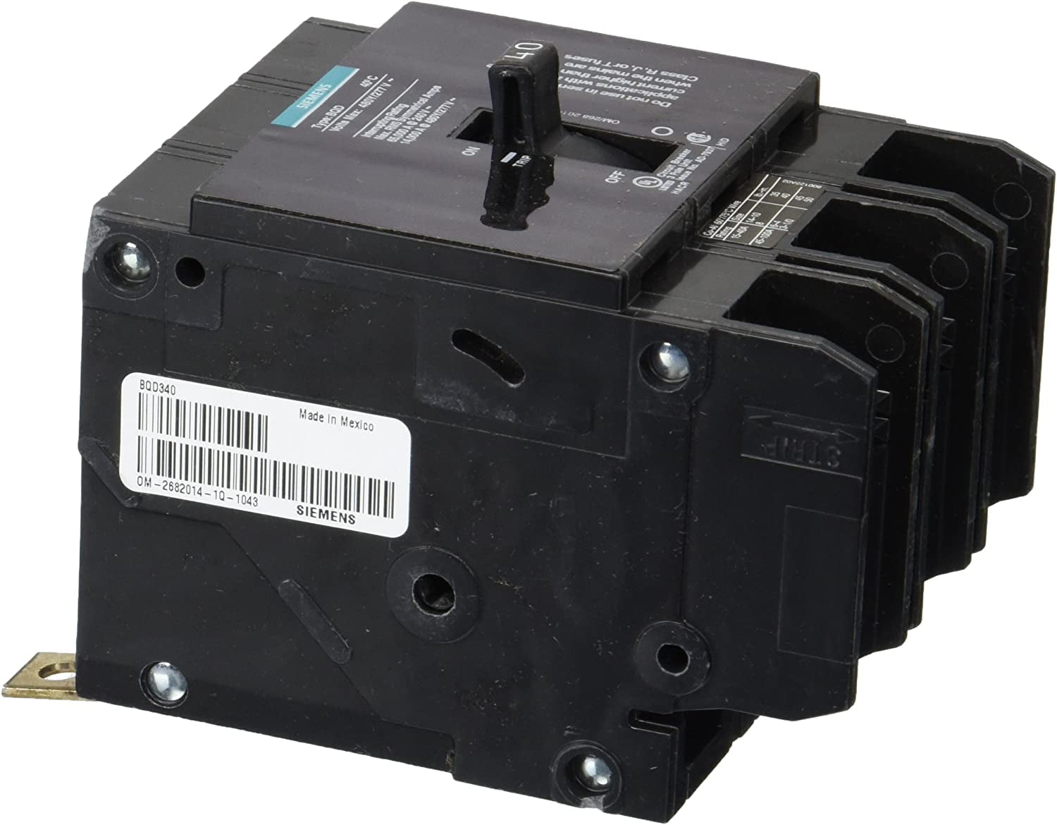 BQD340 40-Amp Three Pole 480Y/277V 14KAIC Bolt in Breaker - Walmart.com