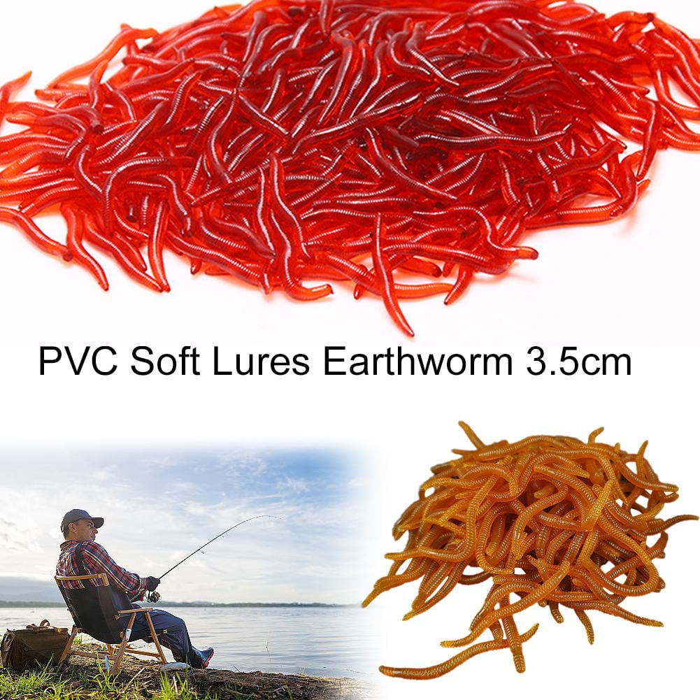 BQLQBQLQ 50100Pcs Silicone Red Worm Soft Lures Earthworm Rubber Bass ...