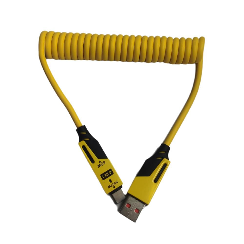 BQLQBQLQ 65W Spring Short Data Cable 6A USB Type C Spring Telescopic ...