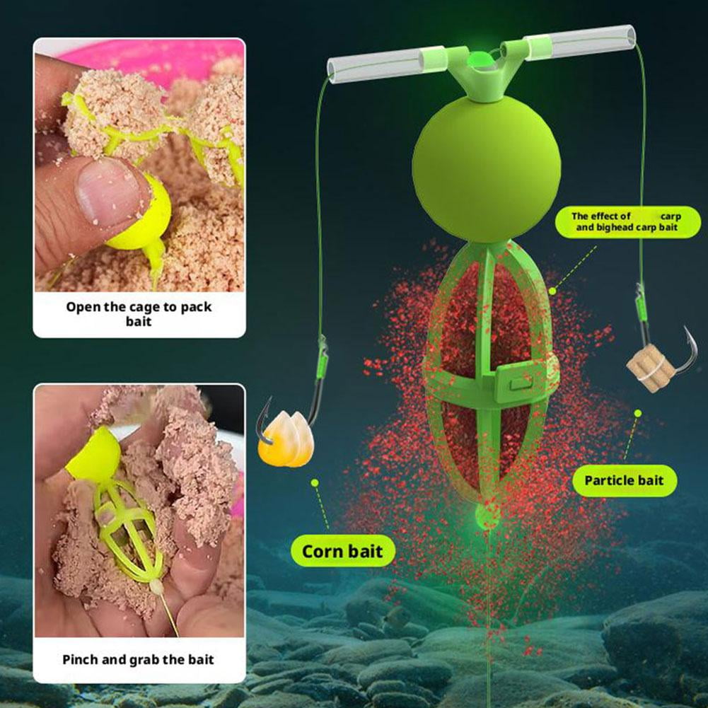 BQLQBQLQ Double Hook Bait Cage Fishing Kit Floating Big Head Carp Hook ...