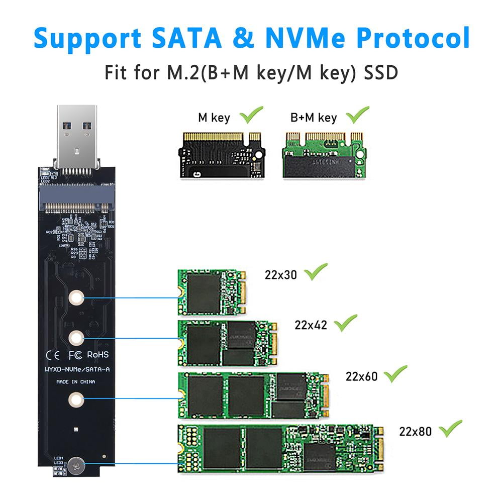 BQLQBQLQ Dual Protocol To Usbafor Dual Protocol Nvme Pcie/Sata Pcie To Usb3.1gen2 Type A M.2 ...