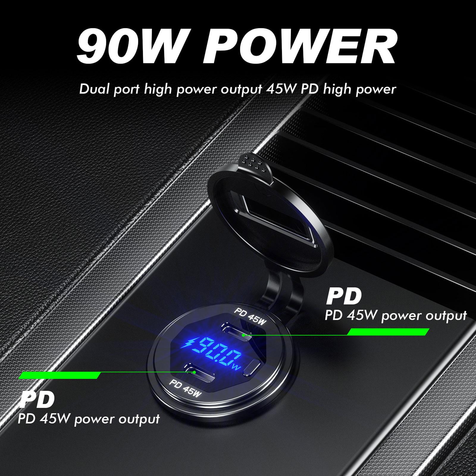 BQLQBQLQ Dual QC 30 USB PD 12v24v TypeC Fast Car Charger Outlet Adapter ...