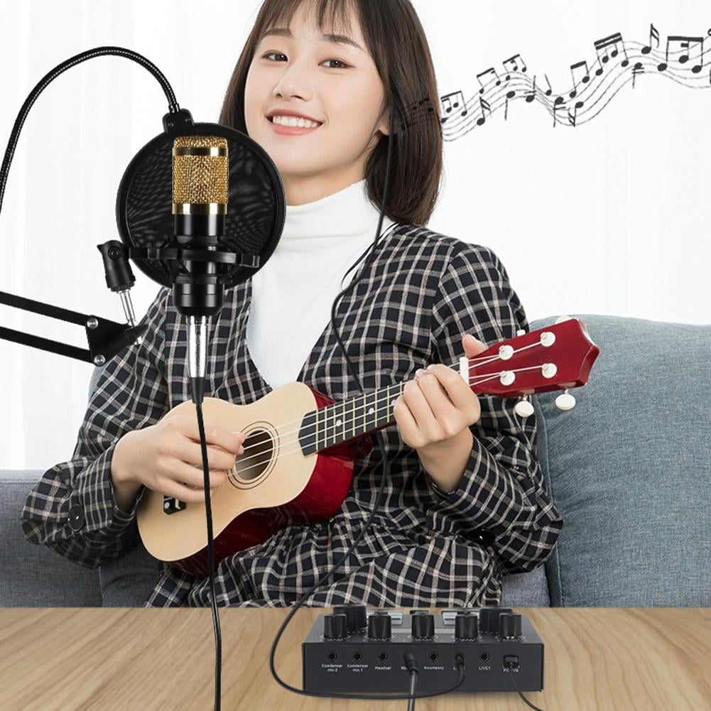 BQLQBQLQ M8 Microphone Kits With Live Sound Card Capacitive Microphone ...