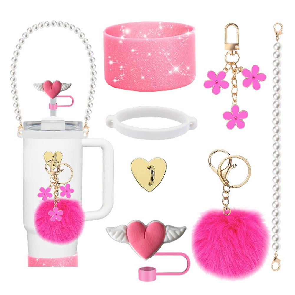BQLQBQLQ Pearl Chain Handle Straw Hat Set Cute Heart Straw Cap ...