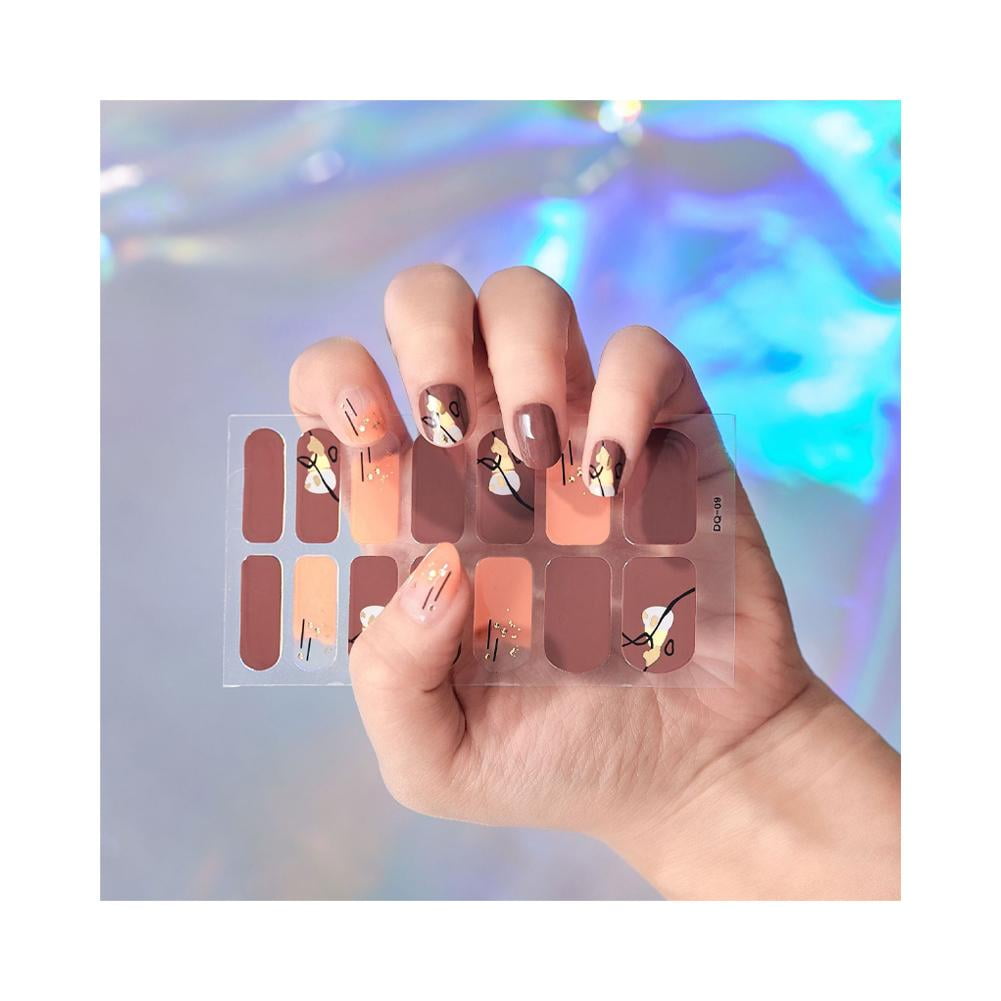BQLQBQLQ Semi Cured Gel Nail Patch Colorful Gilded 3D fully Stickers ...