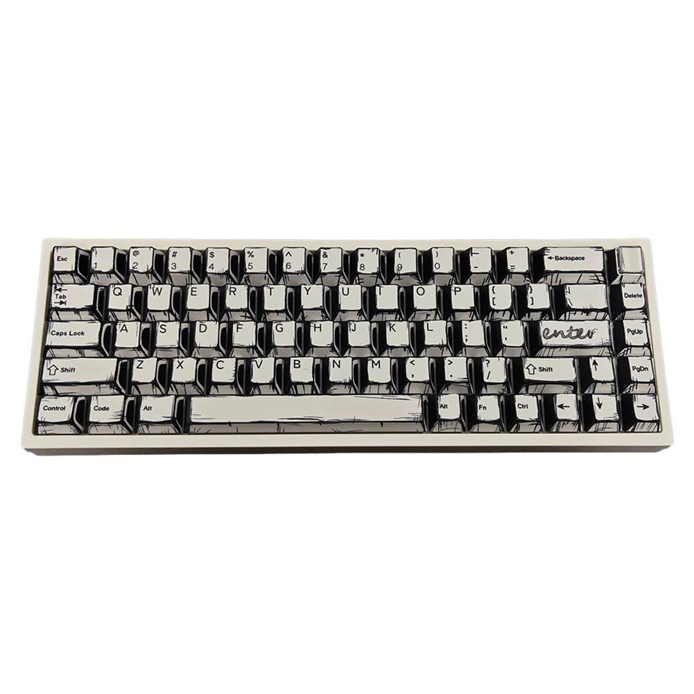 BQLQBQLQ White Comic Style Mixed Light Keycaps Thermal Sublimation Full ...