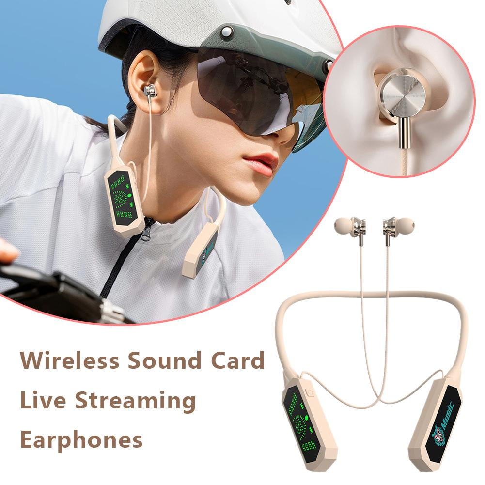 BQLQBQLQ Wireless Sound Card Live Streaming Earphones Audio Neckband ...