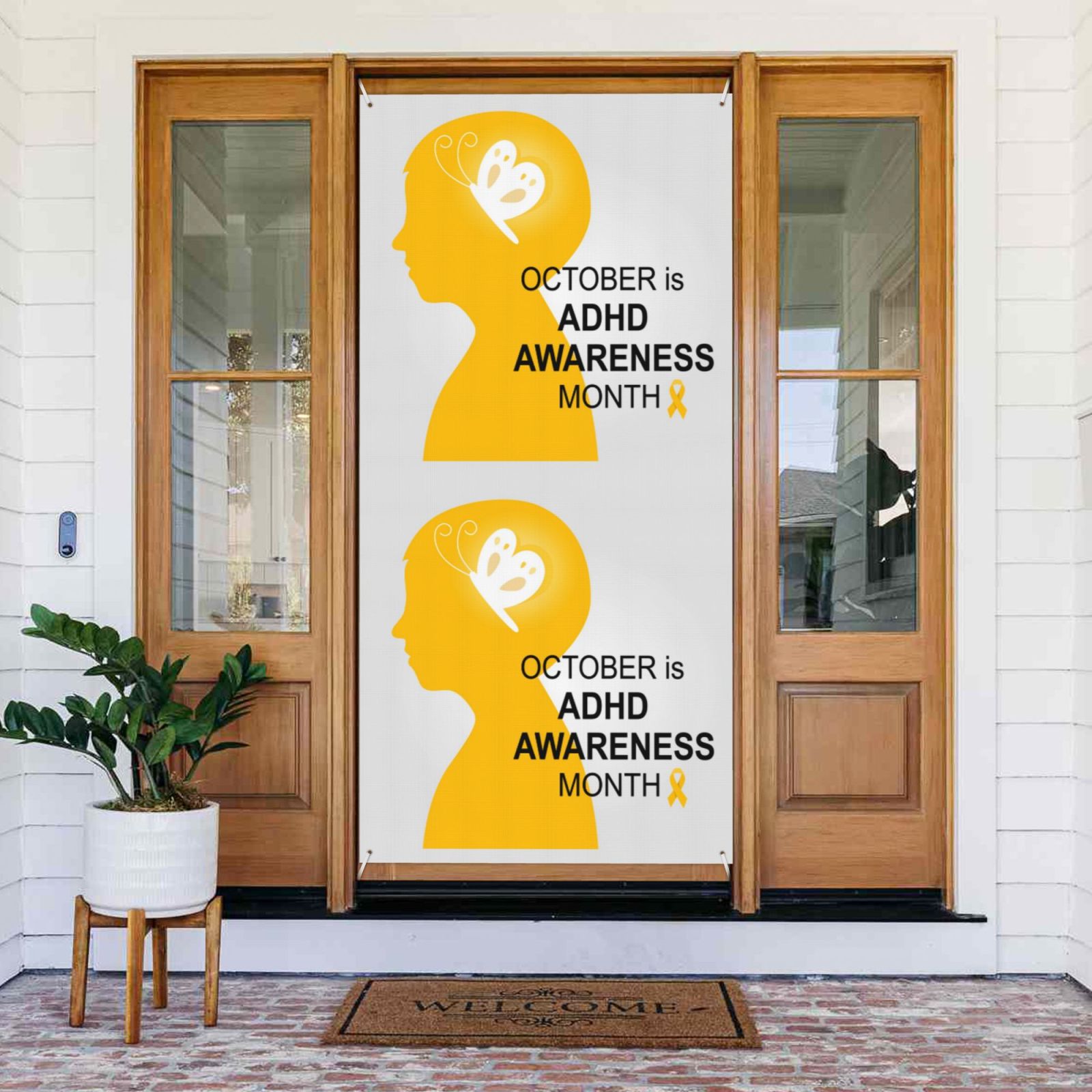 BQQLLBD ADHD Awareness Month Door Cover Banner Porch Sign Photography ...