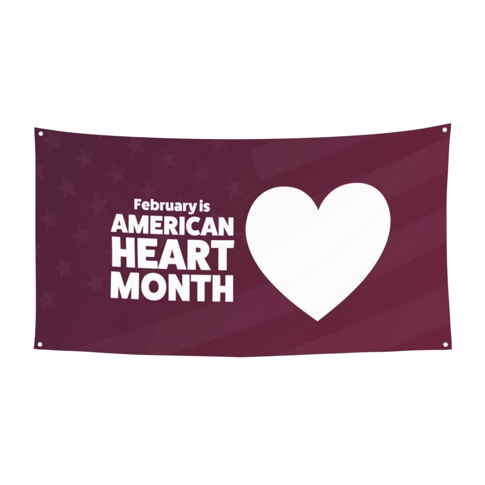 BQQLLBD American Heart Month Banner Backdrop Porch Sign 35 x 70 inches ...
