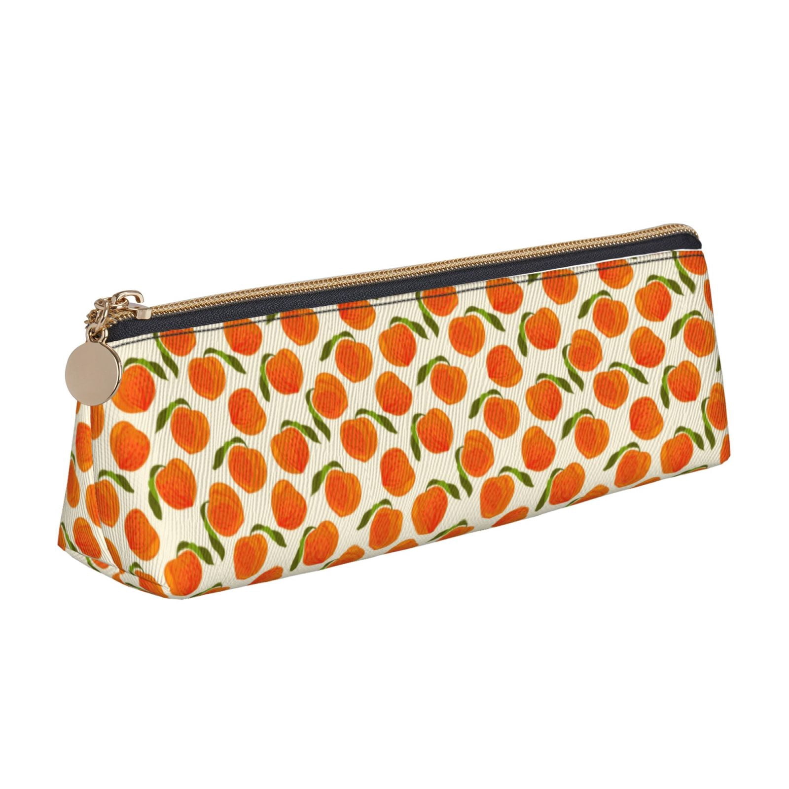 BQQLLBD Cute Peach Pencil Case Cosmetic Bag Pen Pouch Leather Triangle ...