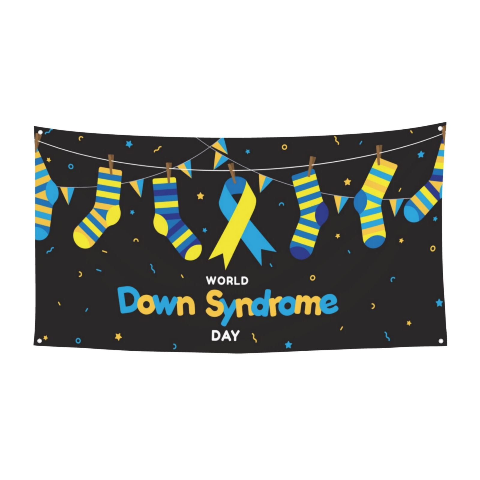 BQQLLBD Down Syndrome Awareness Day Banner Backdrop Porch Sign 35 x 70 ...