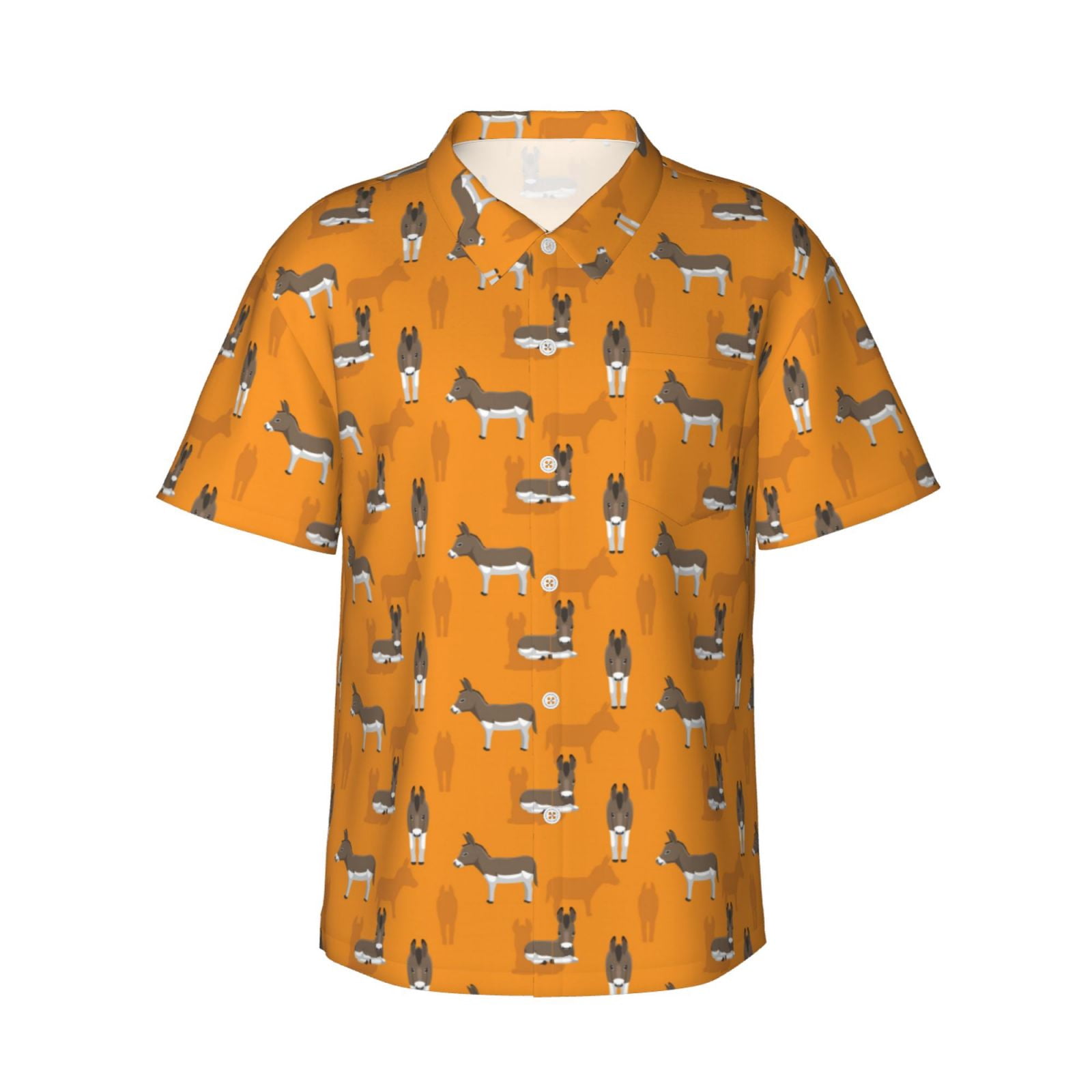 BQQLLBD Funny Cartoon Donkey Pattern Mens Shirts Hawaiian Shirt Casual ...