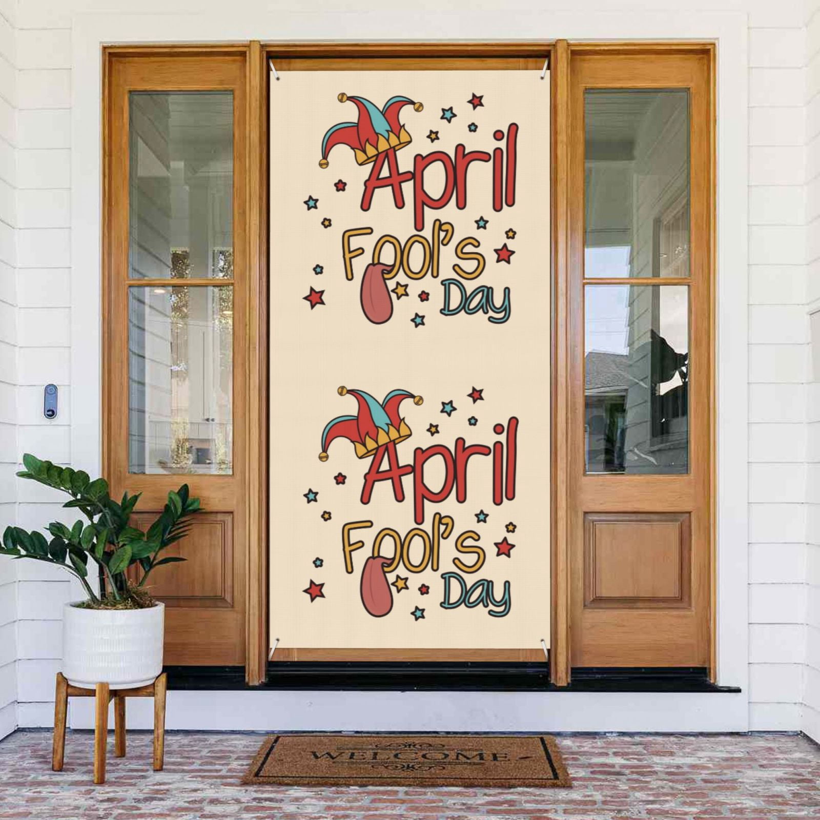 BQQLLBD Happy April Fools' Day Funny Pattern Door Cover Banner Porch ...