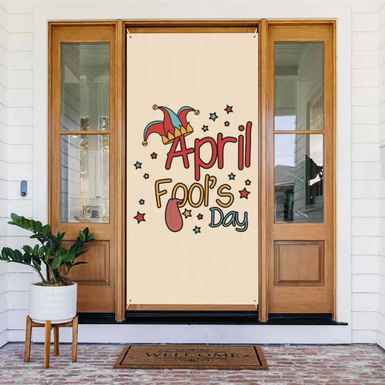 BQQLLBD Happy April Fools' Day Funny Pattern Door Cover Banner Porch ...