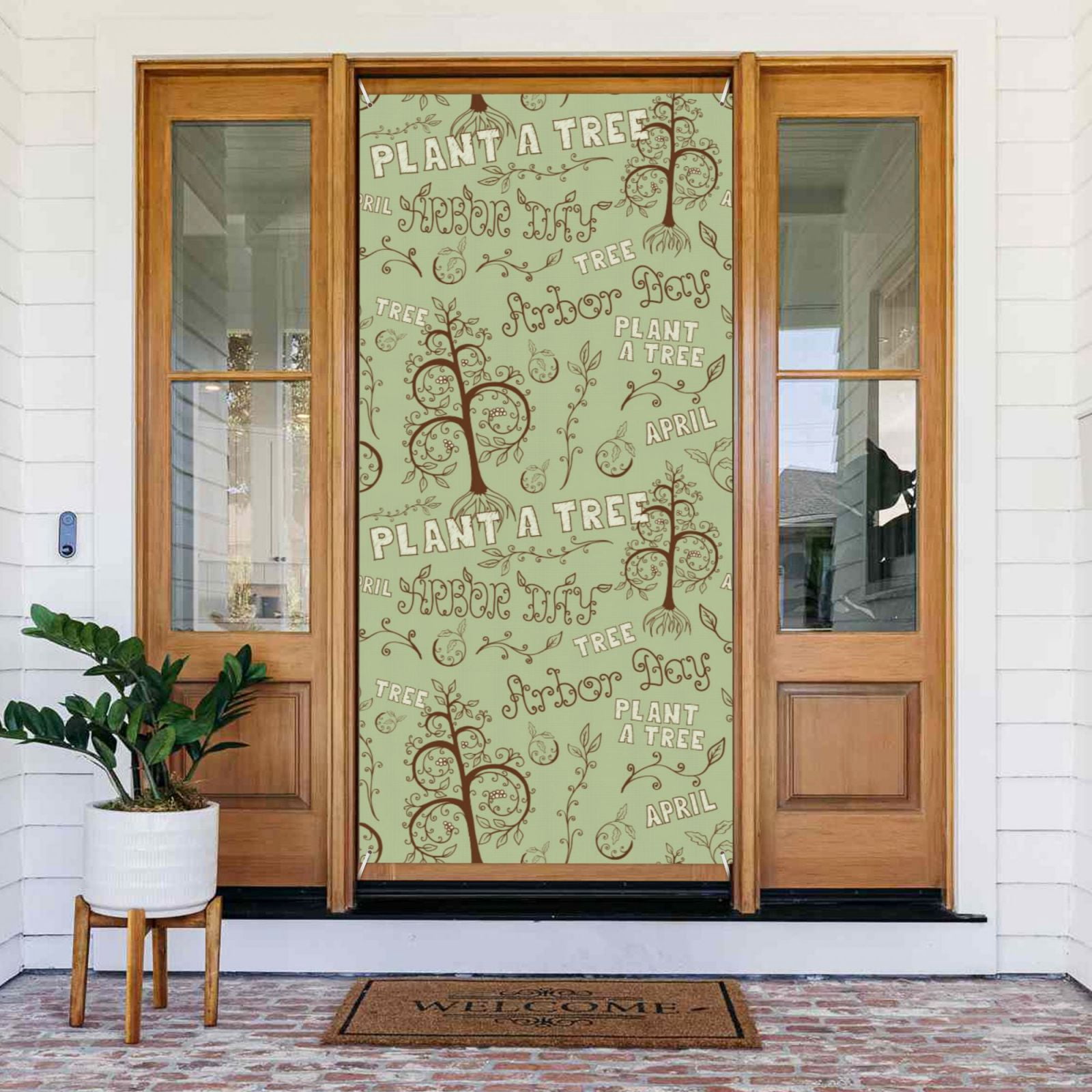 BQQLLBD Happy Arbor Day Door Cover Banner Porch Sign Photography ...