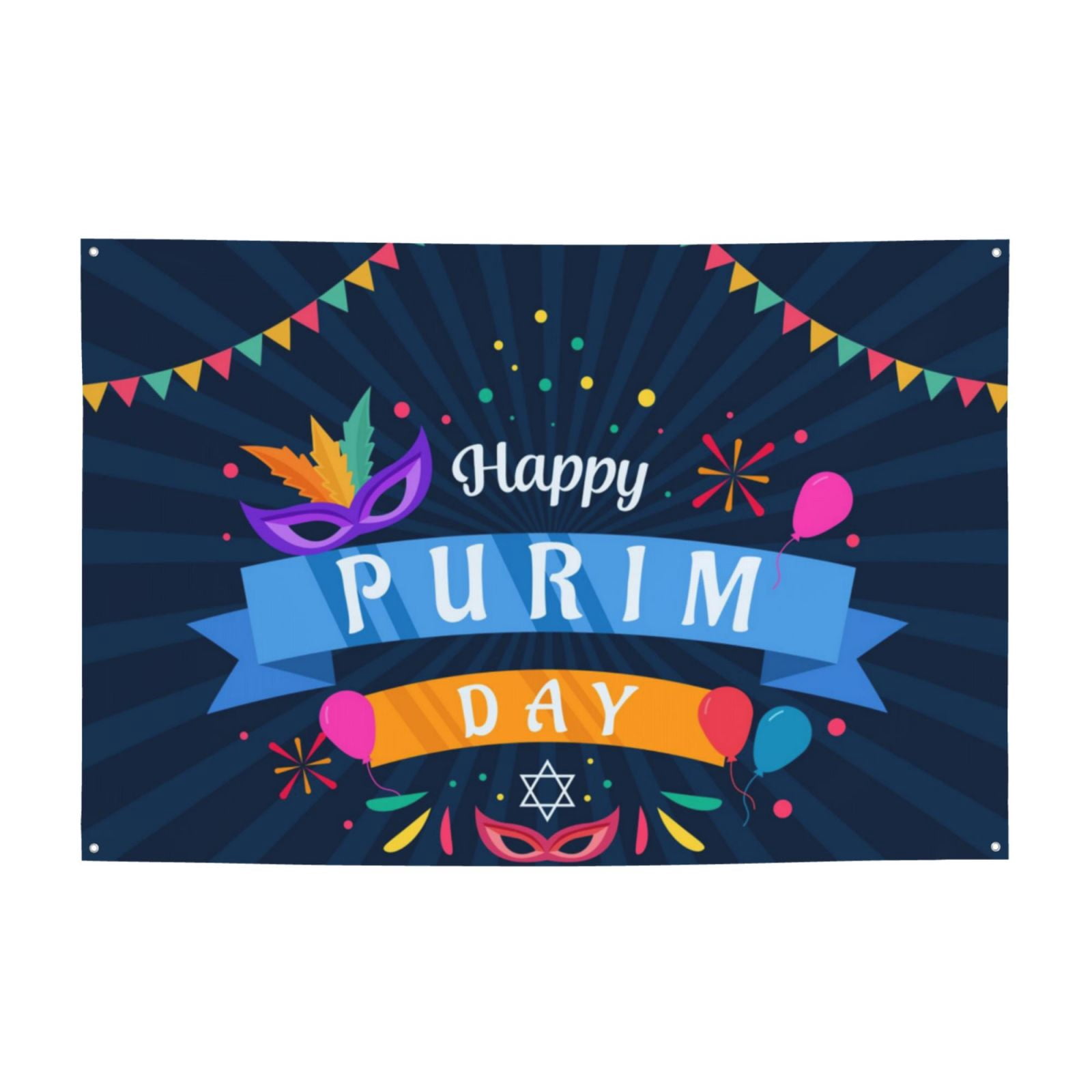 BQQLLBD Happy Purim Day Jewish Holiday Carnival Banner Backdrop Porch ...