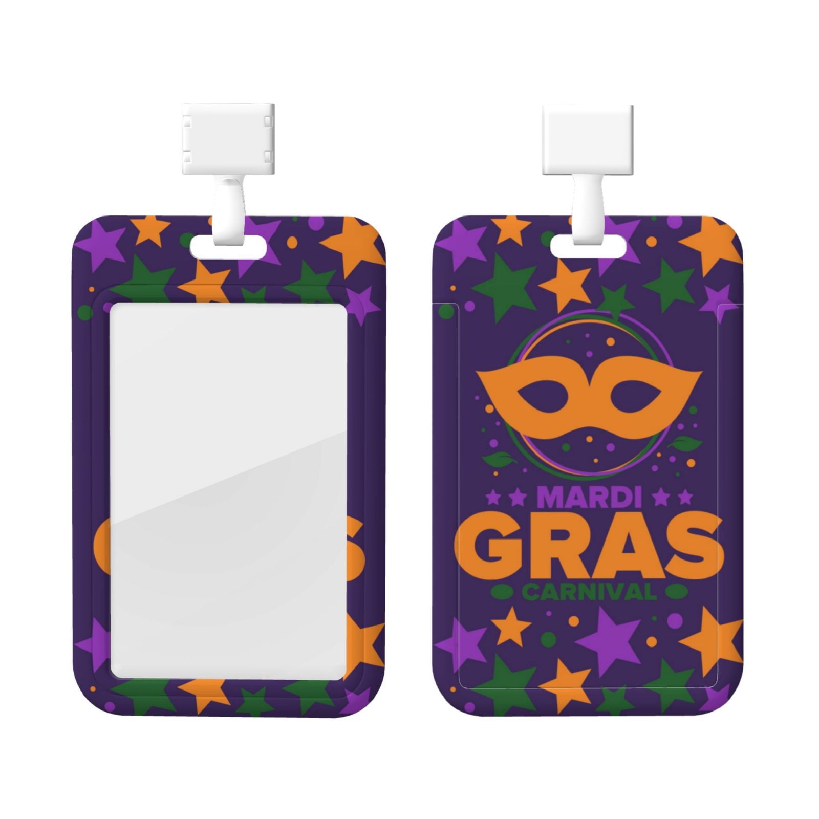 BQQLLBD Mardi Gras Badge Holder with Lanyard Vertical ID Card Holder ...
