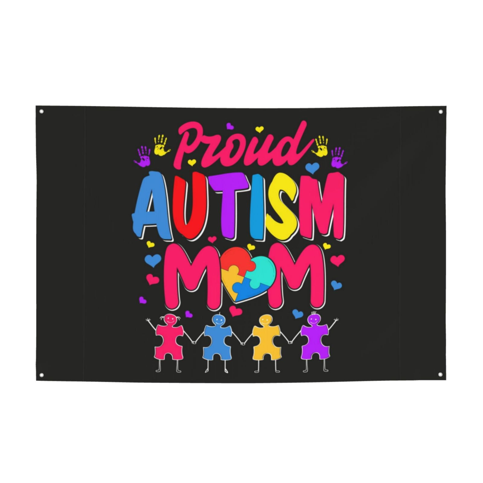 BQQLLBD Proud Mom Autism Autism Awareness Month Banner Backdrop Porch ...