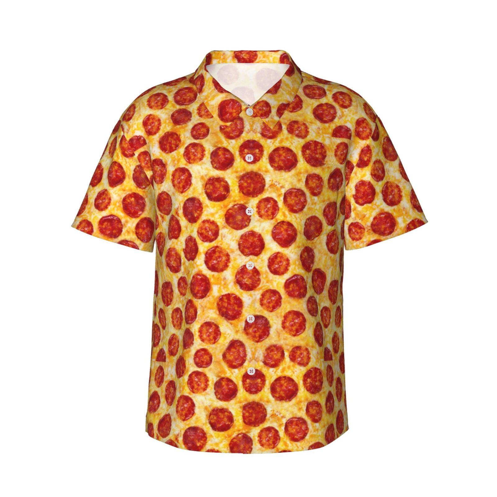 BQQLLBD Realistic Pizza Pattern Mens Shirts Hawaiian Shirt Casual ...